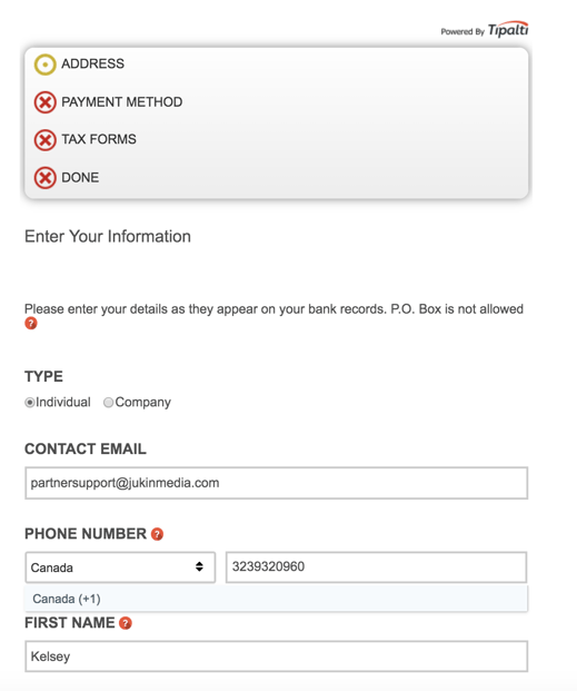 Payment Info - Address